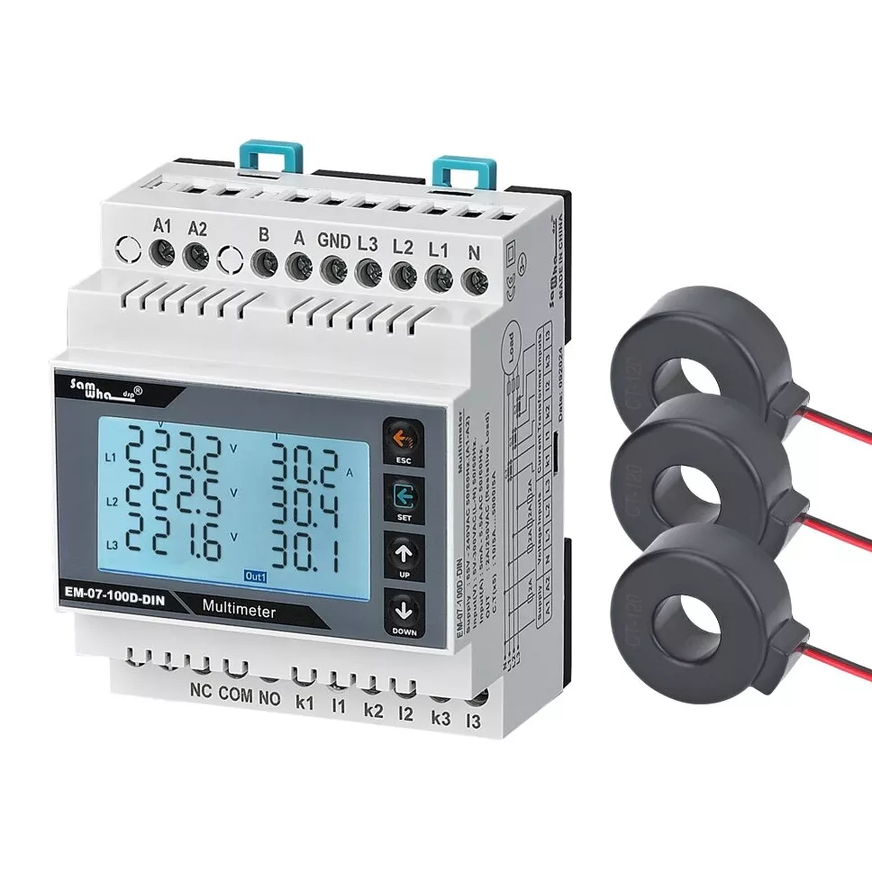 Multímetro Digital EM-07-100D-DIN (Com Transformador de Corrente Incluso) – Produtos Elétricos
